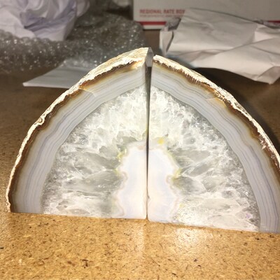 Geode Book End Natural Agate Bookend Pair 1 to 3 Lb Geode Bookend Home ...