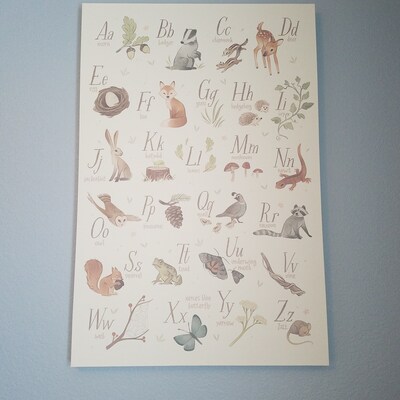 Woodland Alphabet Poster, Woodland Alphabet Print, Woodland Nursery ...