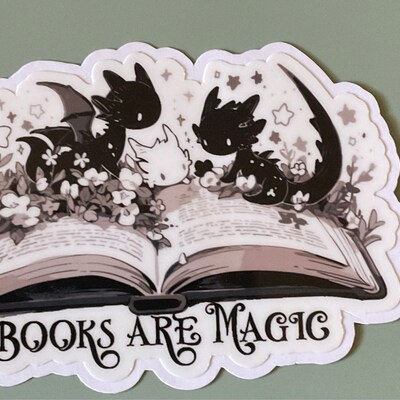 Books Are Magic Dragon Sticker Book Lover Sticker - Etsy