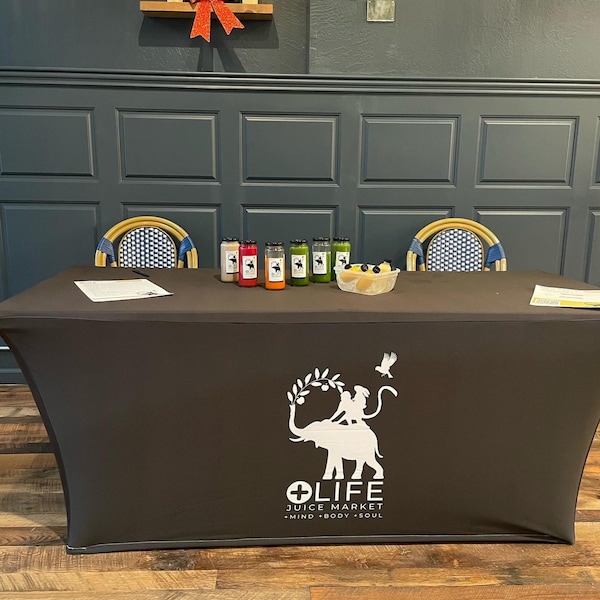 Full Color Trade Show Table Throw, Custom Stretch Tablecloth for Event ...