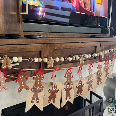 Gingerbread Banner, Gingerbread Christmas Banner, Gingerbread Burlap ...