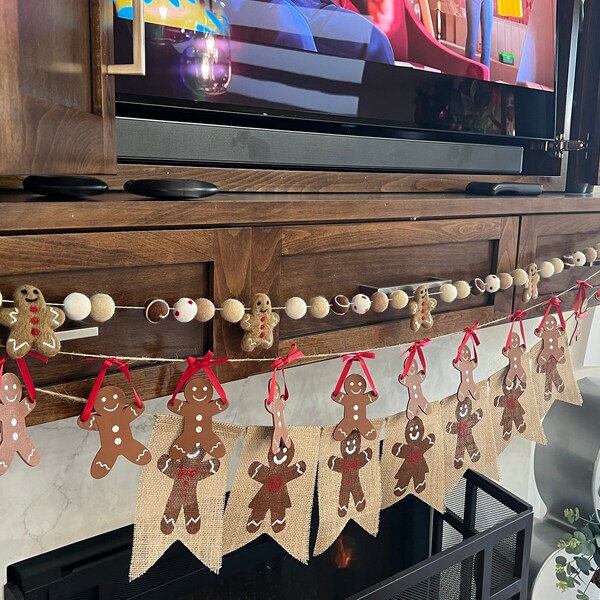 Gingerbread Banner, Gingerbread Christmas Banner, Gingerbread Burlap ...