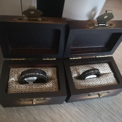 The Astronomer Nebula Ring, Mens Wedding Ring, Black Tungsten Outer ...