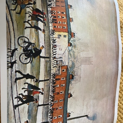 L S Lowry Art Print Bourton on the Water Textured Image Plus Border ...