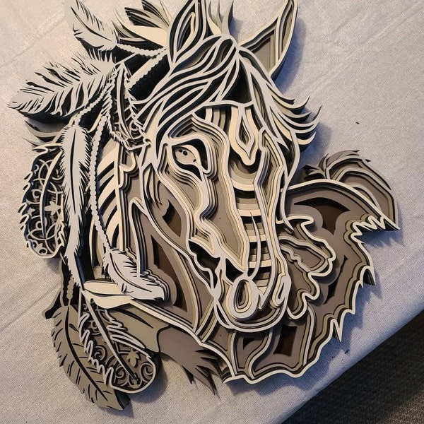 Horse Laser Cut File Horse Mandala Multi Layered SVG Layer File Instant Download DXF Glowforge ...