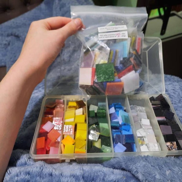 FUSED Stained Glass Tiles, Lg, 8pcs, PYRAMID, Assorted - Etsy