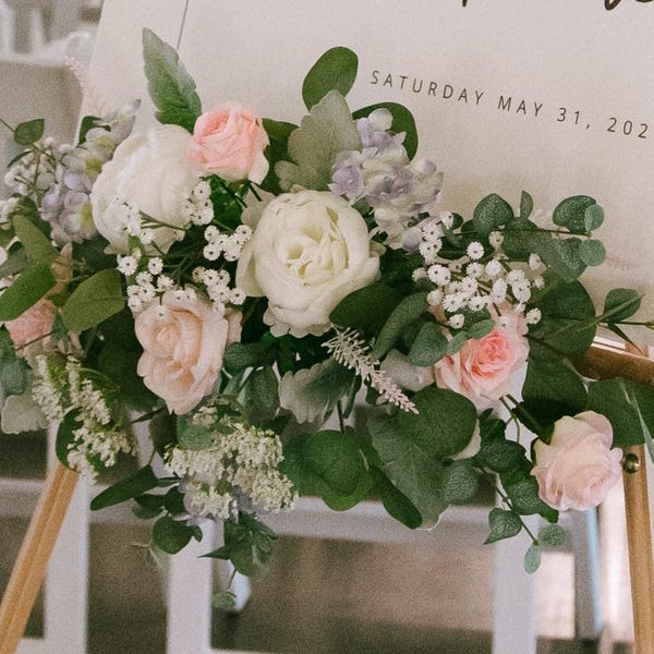 Dusty Blue and Dusty Pink Wedding Archway Flower, Dusty Blue Wedding ...