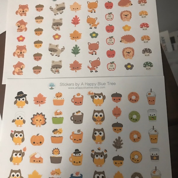 Happy Fall Woodland Animals Themed Stickers Erin Condren Life Planner ...