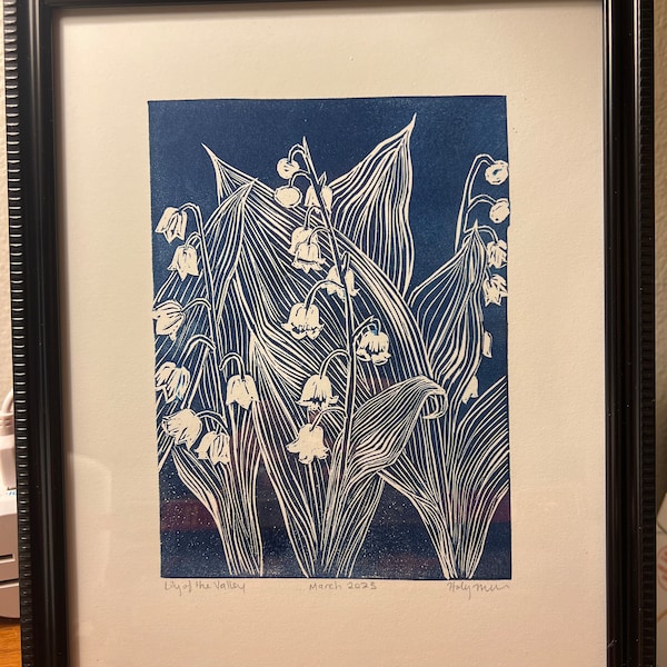 Dancing Poppies Linocut Print - Orange/blue - Etsy