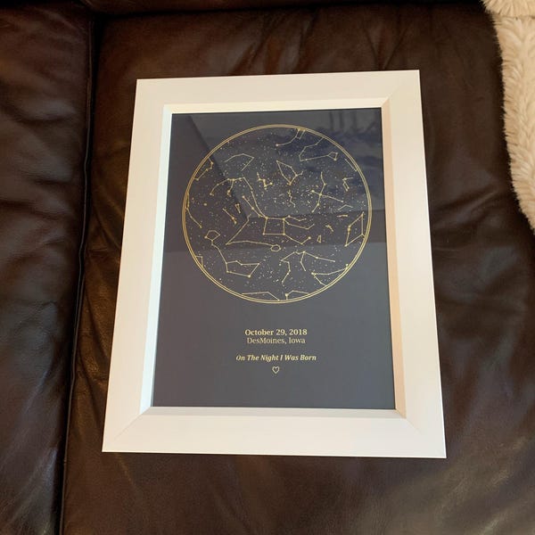 A4 Custom Foil Star Map Print of Any Location Any Date, Personalised ...