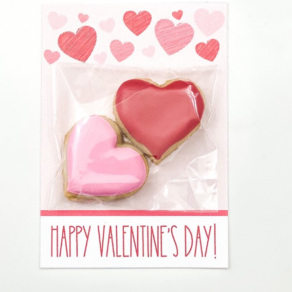 Valentine's Day Cookie Card. Happy Valentines Day Mini Card for Cookies ...