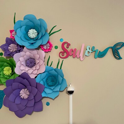 Mermaid Set Flowers Paper Flowers Mermaid Decor Mermaid Theme Party ...