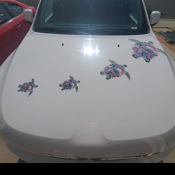 Sea Turtle Flower Vinyl Printed Sticker Decal Accessories, Hood Decals ...
