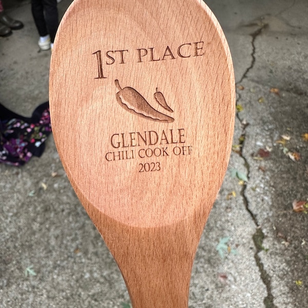 Chili Cook off Winner Trophy – Personalized Wooden Spoon Award, Custom ...