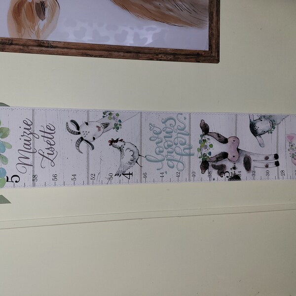 Farm Animals Growth Chart, Height Chart Ruler, Farm Nursery Decor ...