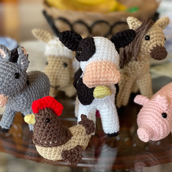 Crochet Mini Animals Pattern - Crochet Farm Animals, Crochet Pig ...
