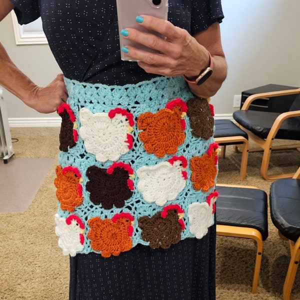 Nesting Hens Egg Gathering Apron, Crochet Pattern, No Sew, Egg Apron ...