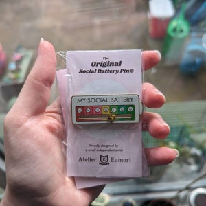 The Original Social Battery Sliding Enamel Pin, Interactive Enamel Pins ...