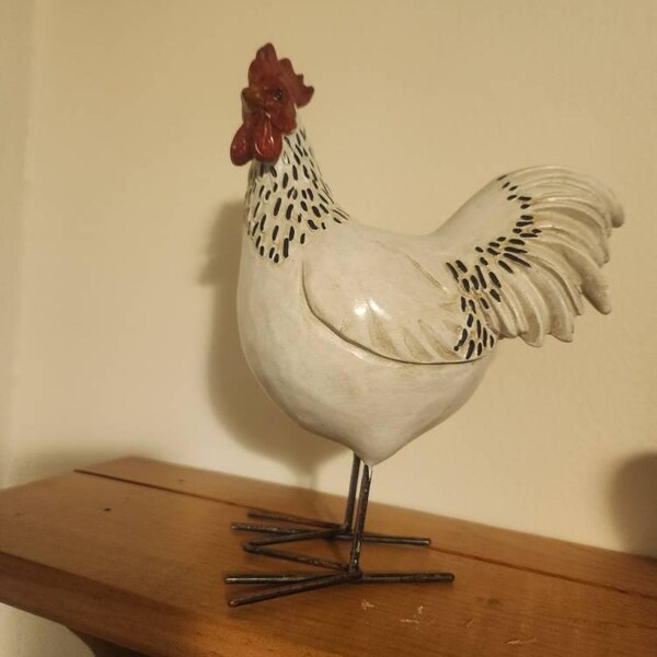 Wooden Imitation Rooster Statue, Imitation Wood Rooster Figure, Rooster ...