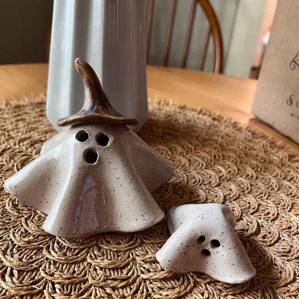 Handmade Ceramic Ghost Luminaries Pottery Halloween Decor Pottery Ghost ...