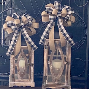 Vintage Burlap Ribbon Bow, Farmhouse Check Bows, Rustic Burlap Ribbon ...