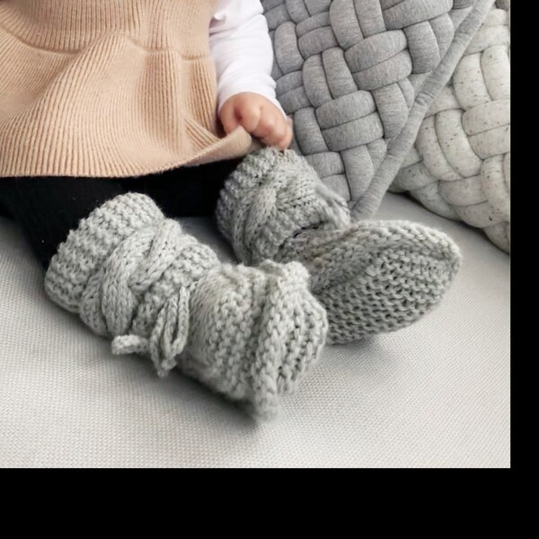 Gray Baby Booties, Unisex Baby Booties, Knitted Booties, Baby Boy ...