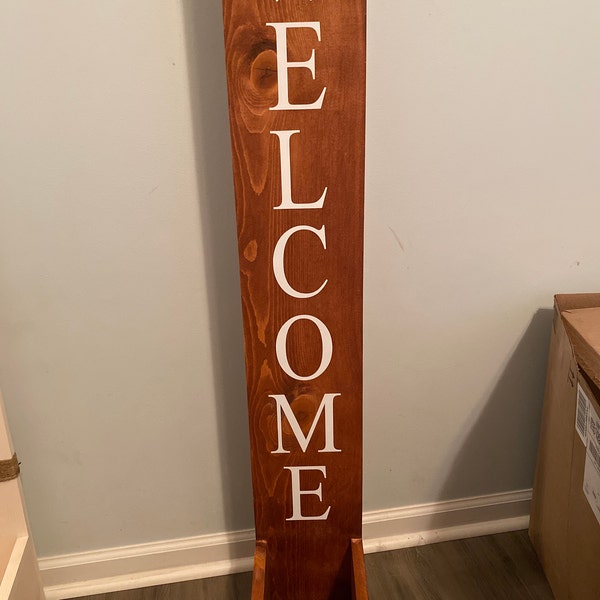 Welcome Sign Plant Box - Wooden Porch Sign - Home Planter Sign 49" High ...