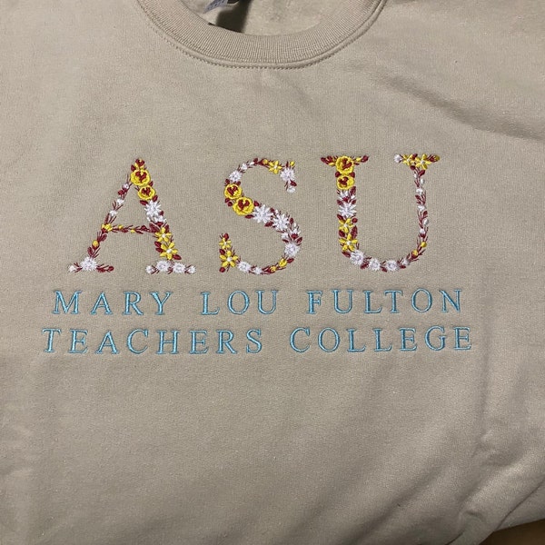 CUSTOMIZABLE Floral College | University Embroidered Sweatshirt ...