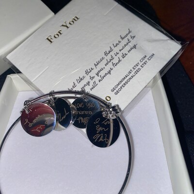 Custom Handwriting Bracelet Personalized Circle Bangle Bracelet ...