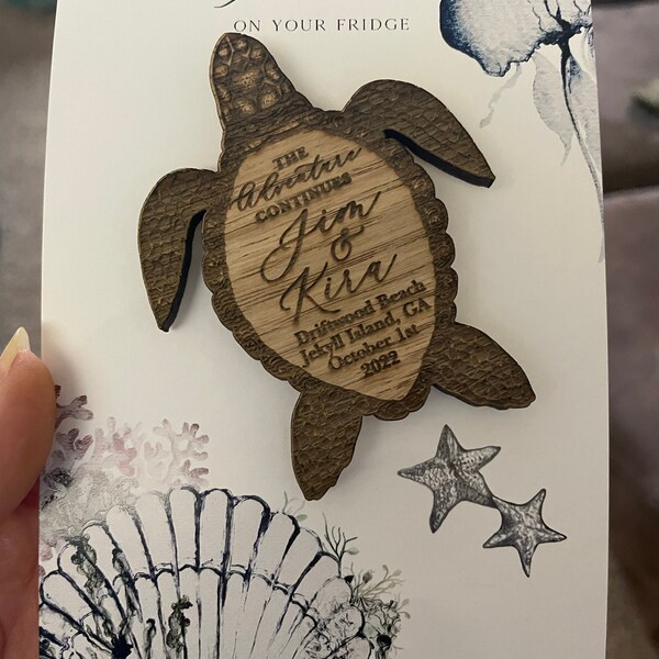 Turtle Summer Beach Wooden Save the Date Magnets Wood Wedding Magnets ...