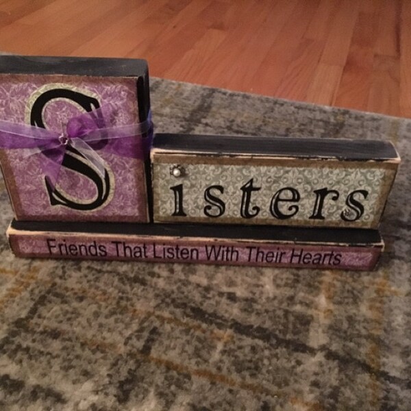 Sister Sign, Sister Gift, Gift for Sister, Sister Blocks, Personalized ...