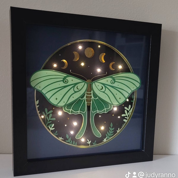 3D Luna Moth Shadow Box, Animal Shadow Box SVG, Mystical Moth Papercut ...