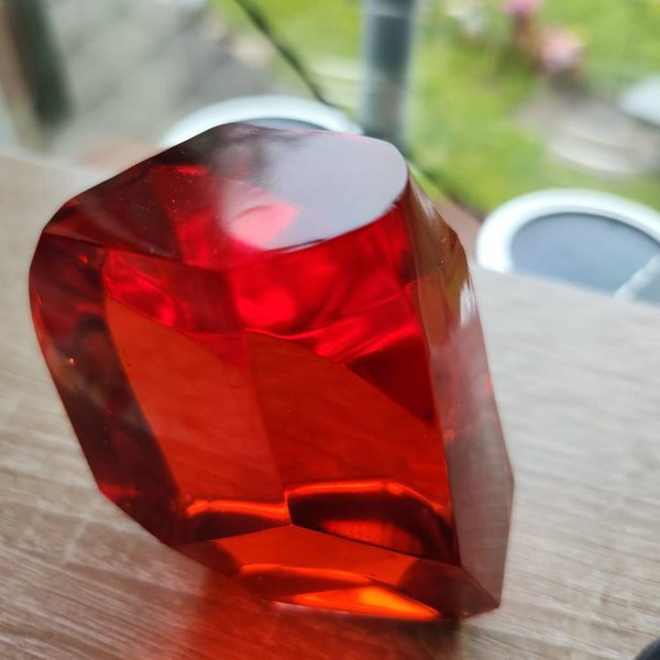 Large Fire Gem / Red Resin Paperweight / Red Crystal Paperweight ...