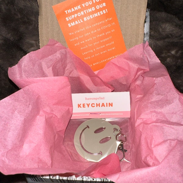 Acrylic Happy Face Keychain: Retro Trendy Charm - Etsy
