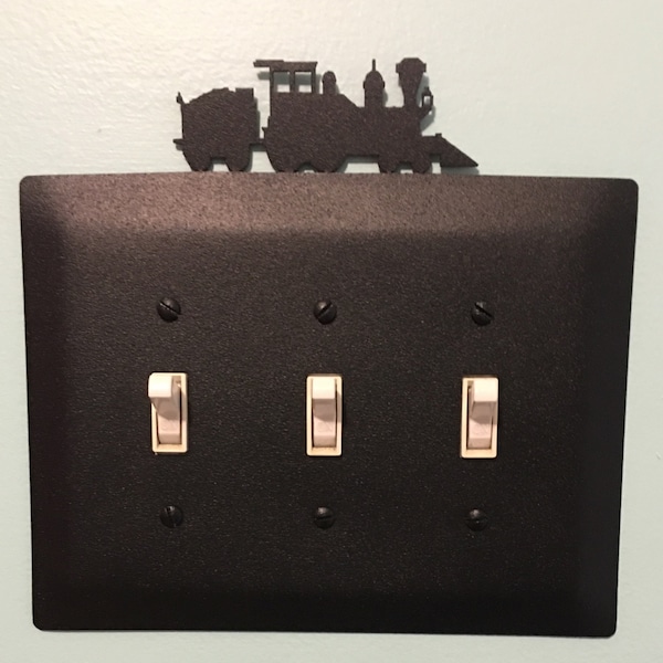 Coal Train Engine Locomotive Railroad Light Switch Triple Plate Cover ...