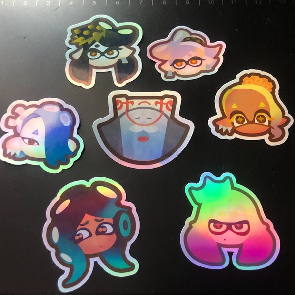 Splatoon Inspired Fan-art Badge Stickers + HOLOGRAPHIC -idols, Shops - Etsy