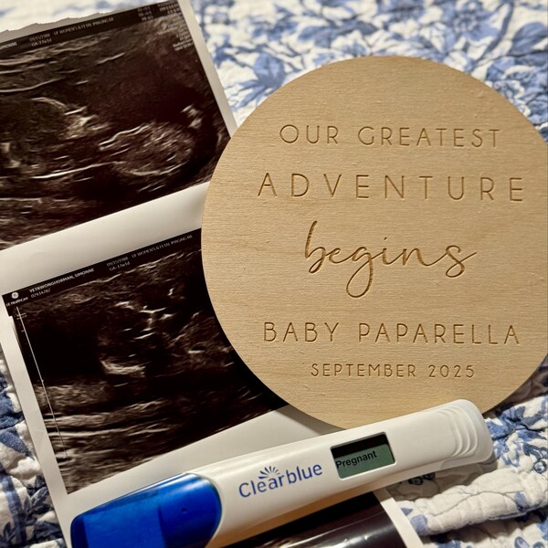 Personalised Pregnancy Announcement Sign | Wooden Due Date Plaque L ...