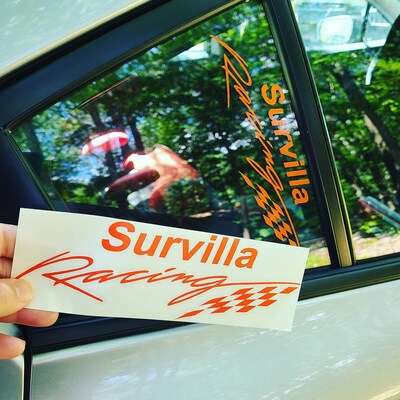 Set 2 Pieces Racing Sticker Decals Your Own Text 20 Colors to Choose ...