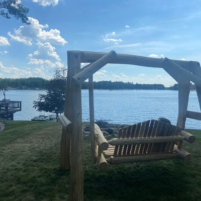 Log Swing, Cedar Over-sized Log Swing With Stainless Steel Seat ...