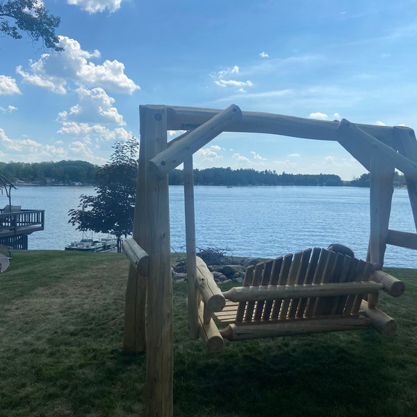 Log Swing, Cedar Over-sized Log Swing With Stainless Steel Seat ...