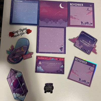 Moon and Clouds Post It Note Celestial Sticky Note Witchy Sticky Note ...