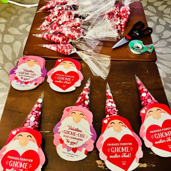 Valentine Gnome Printables, Gnome Treat Bag, Valentine Printable ...