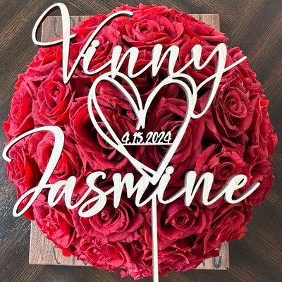 Cake Topper for Weddings,wedding Cake Topper With a Heart and a Date ...