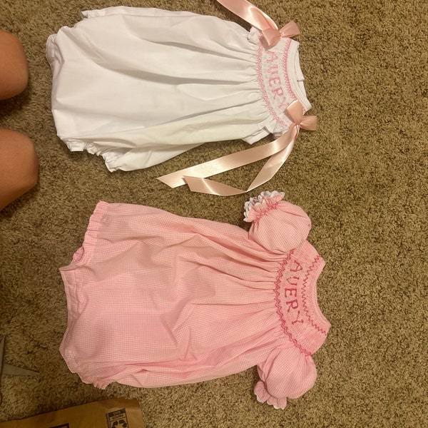 Smocked Name Bubble,custom Smock,hand Smocked Bishop Dress,monogram ...