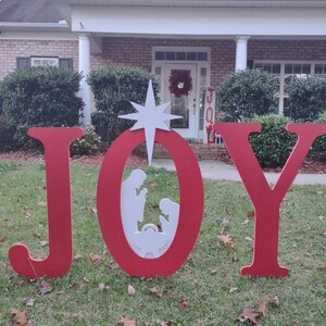 Outdoor Red Joy Nativity Display - Etsy
