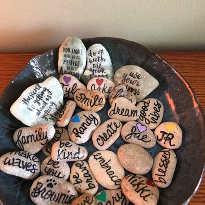Inspirational Message Stones set of 6, Affirmation Meditation Rocks ...