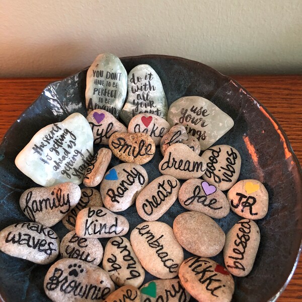 Inspirational Message Stones (set of 6), Affirmation Meditation Rocks ...