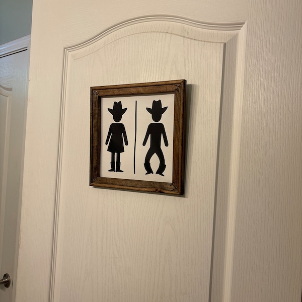 Cowboy Cowgirl Western Bathroom Sign - Western Decor - Bathroom Decor ...