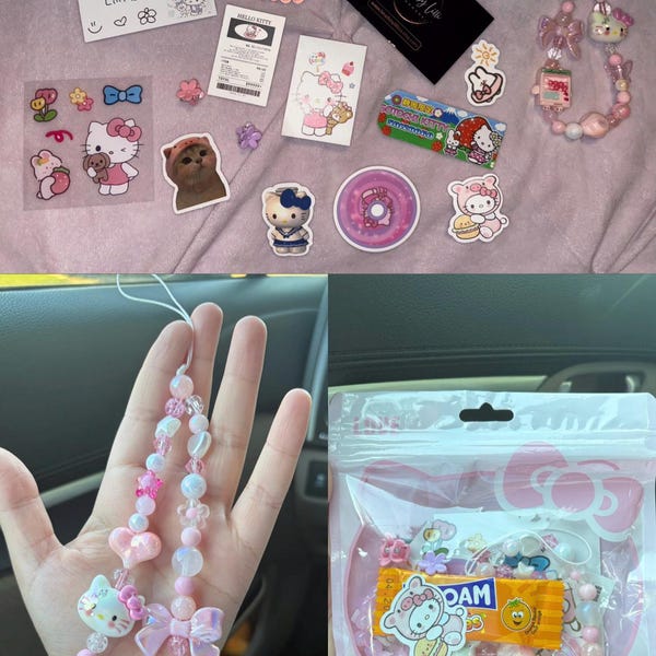 HANDMADE Cute Kawaii Cloud Bunny Keychains, Keyring, Beaded Accessory ...