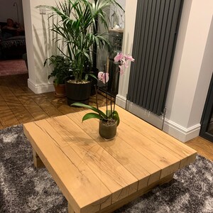 Hand-crafted Square Oak Sleeper Coffee Table With Pedestal - Etsy UK